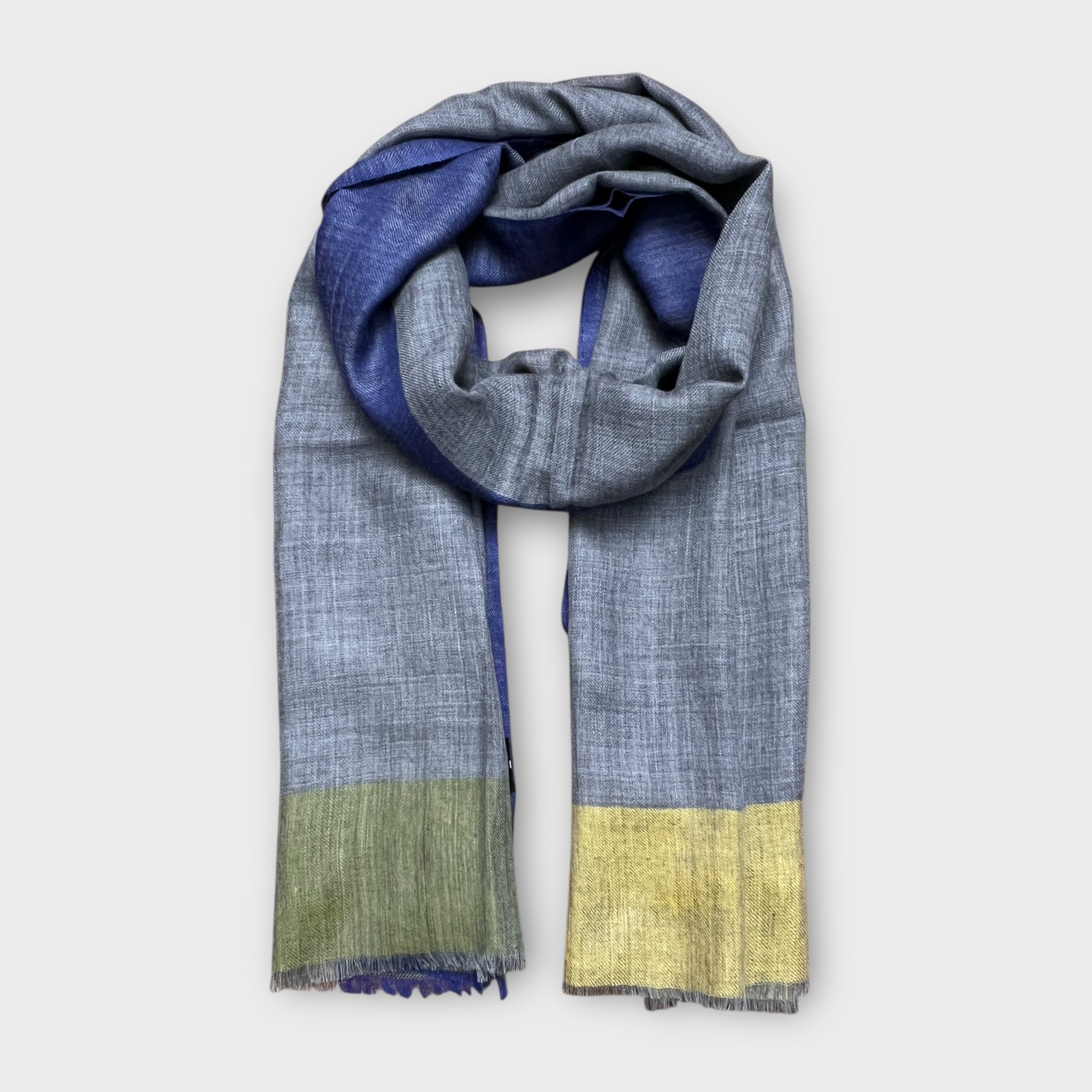 Sciarpa Unisex In Tessuto Di Pura Lana 70 cm x 200 cm Color Block ...